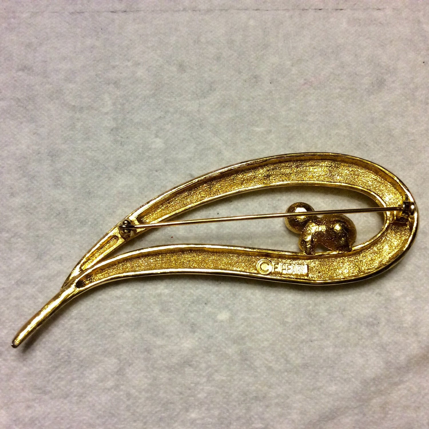 Vintage Erwin Pearl Gold Bar Brooch With Faceted Glass Rhinestones. - Etsy