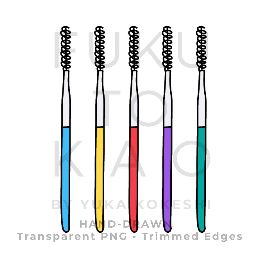 Screw Brush Clipart Set – 5 Color Eyelash Spoolies | Transparent PNG ...