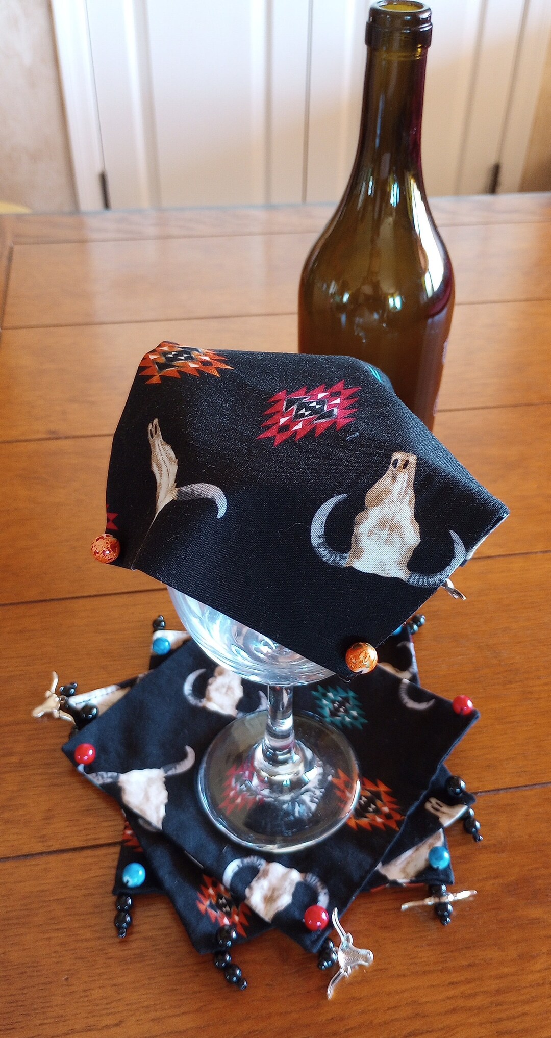Beverage Cover Ups, Steer Heads, Black, White, Red, Orange, Blue ...