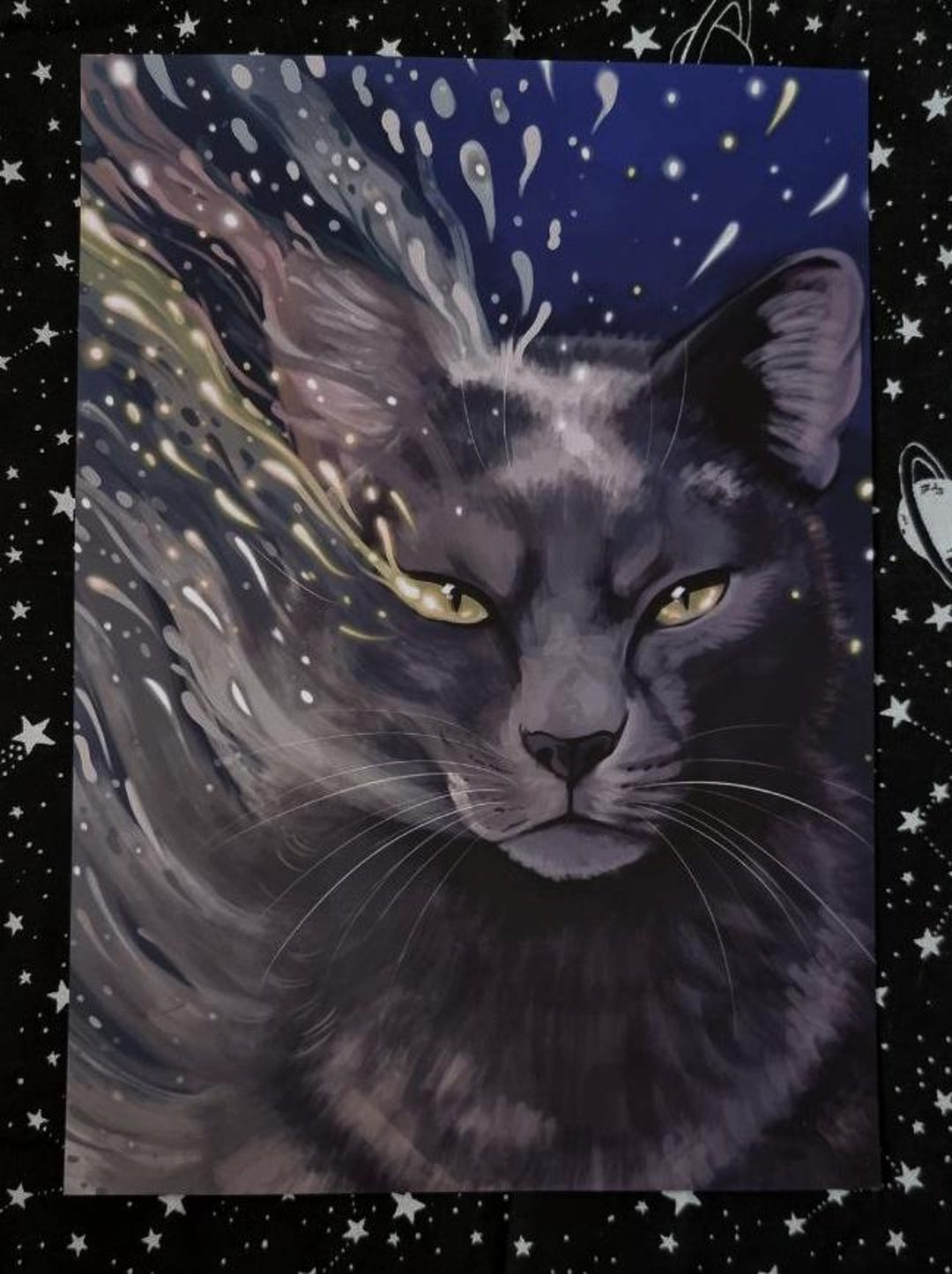 Particles Cat A4 Print - Matte Art Print, Fantasy Illustration, Pagan ...