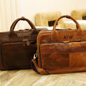 Personalized Leather Bag for Men , Vintage Laptop Bag, Custom Leather ...