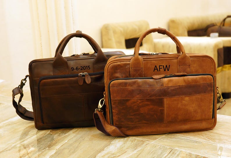 Personalized Leather Bag for Men , Vintage Laptop Bag, Custom Leather ...