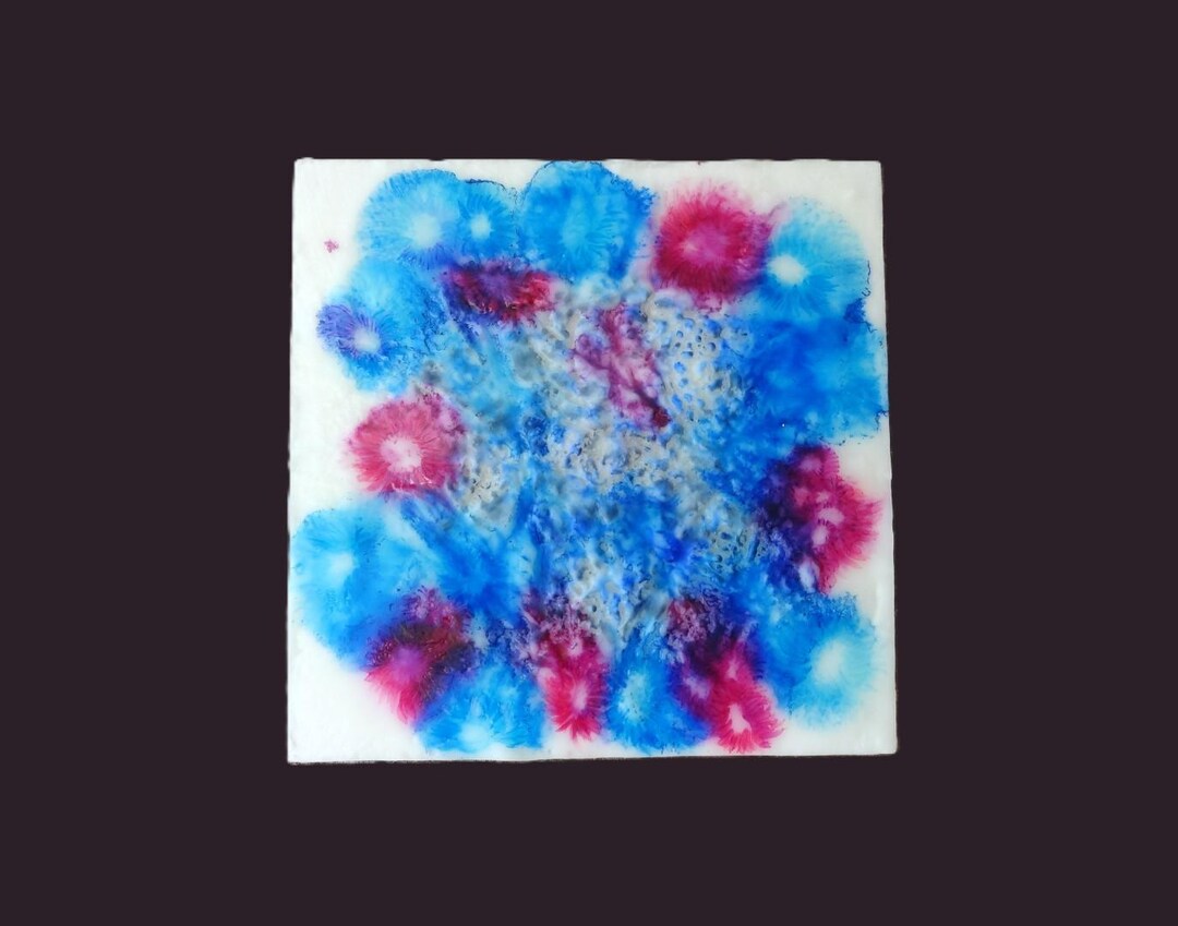 Mini Encaustic 6x6, Original Encaustic Artwork, Abstract Flower Wax Art ...