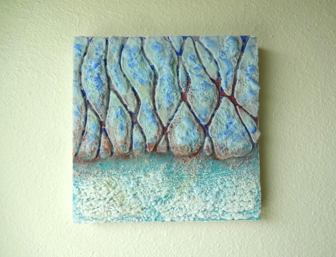 Abstract Encaustic Texture Wall Art, Blue Mixed Media Painting (8x8) - Etsy