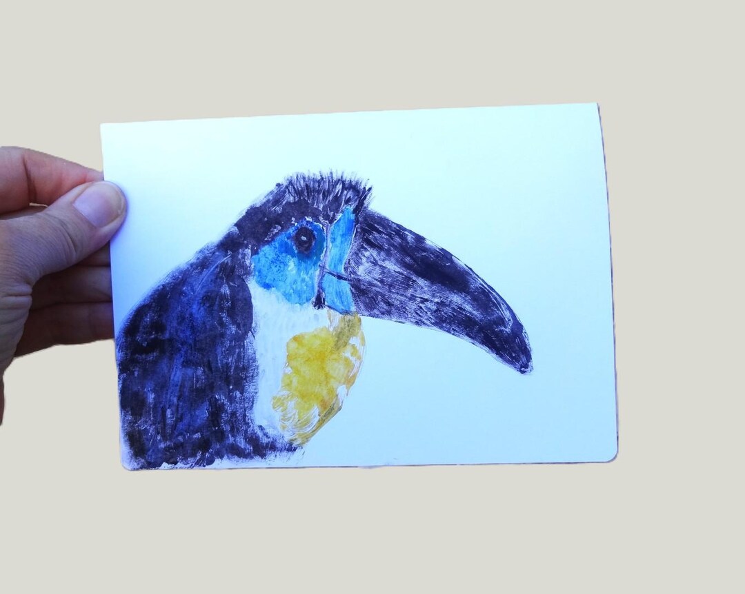 Original Monotype Card, Toucan Art Card, Collectible Bird Art, 5x7 ...