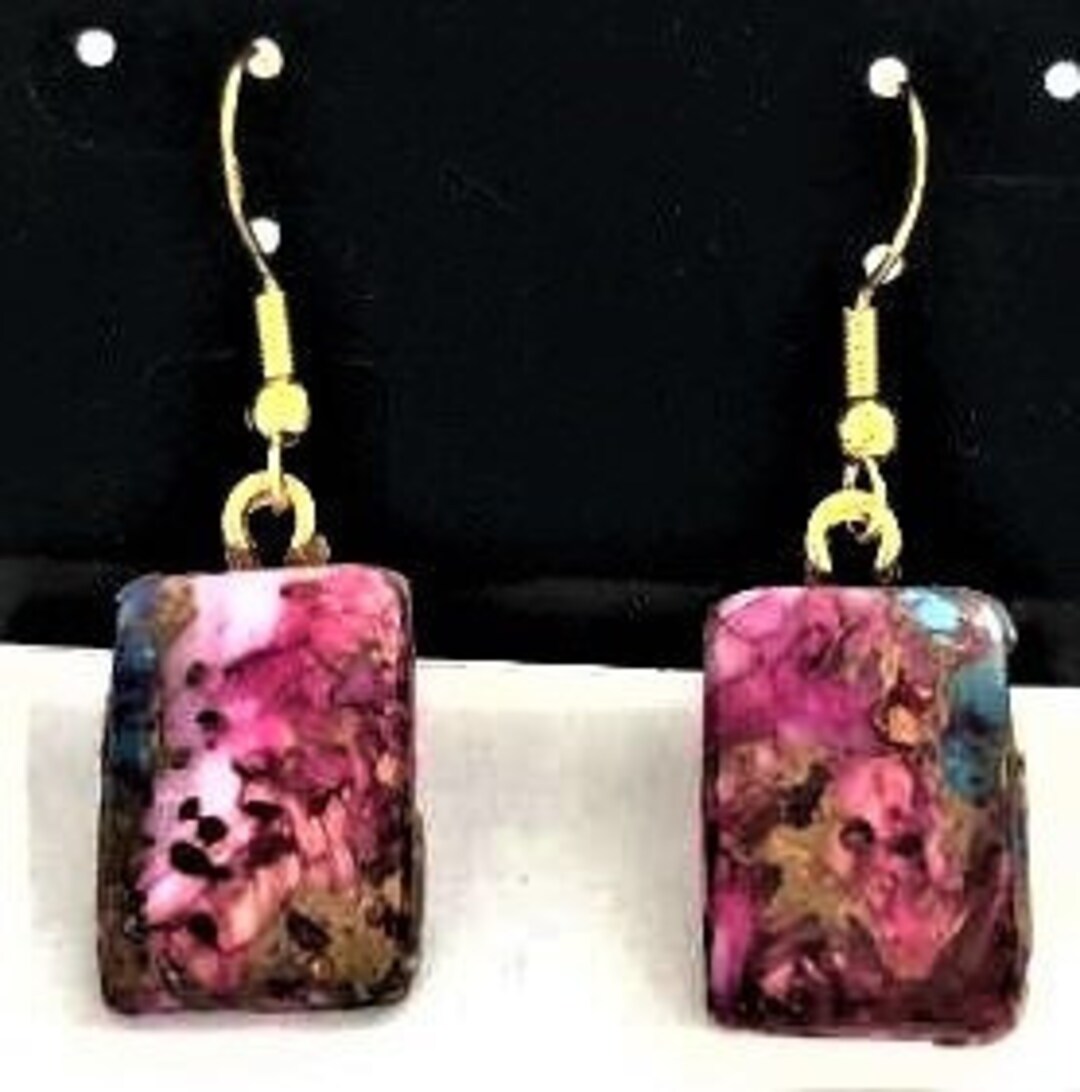 Beautiful Pink Opal, Spiny Oyster Shell, Copper, and Turquoise Earrings ...