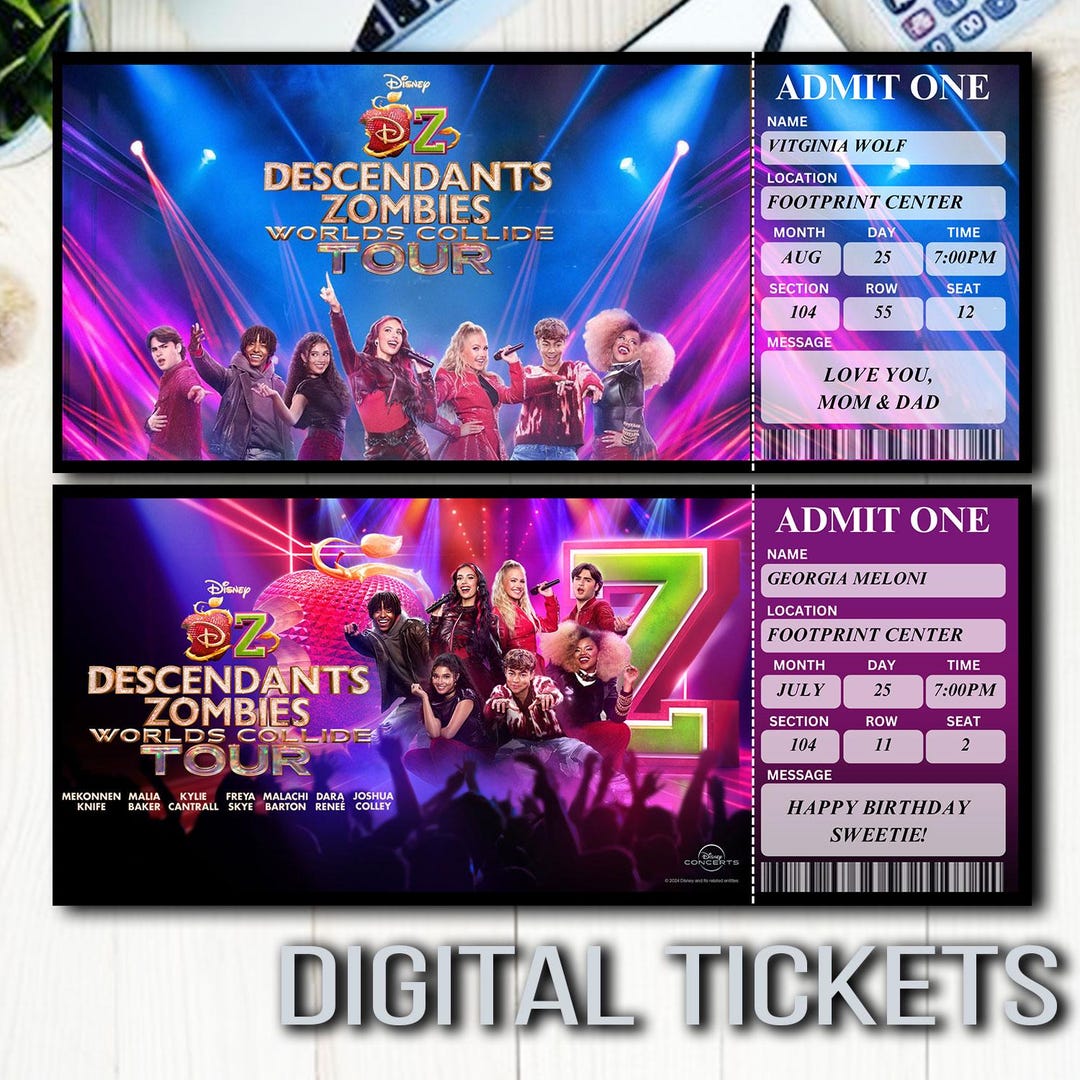 Printable Descendants Zombies Tour Ticket: Keepsake Memorabilia ...
