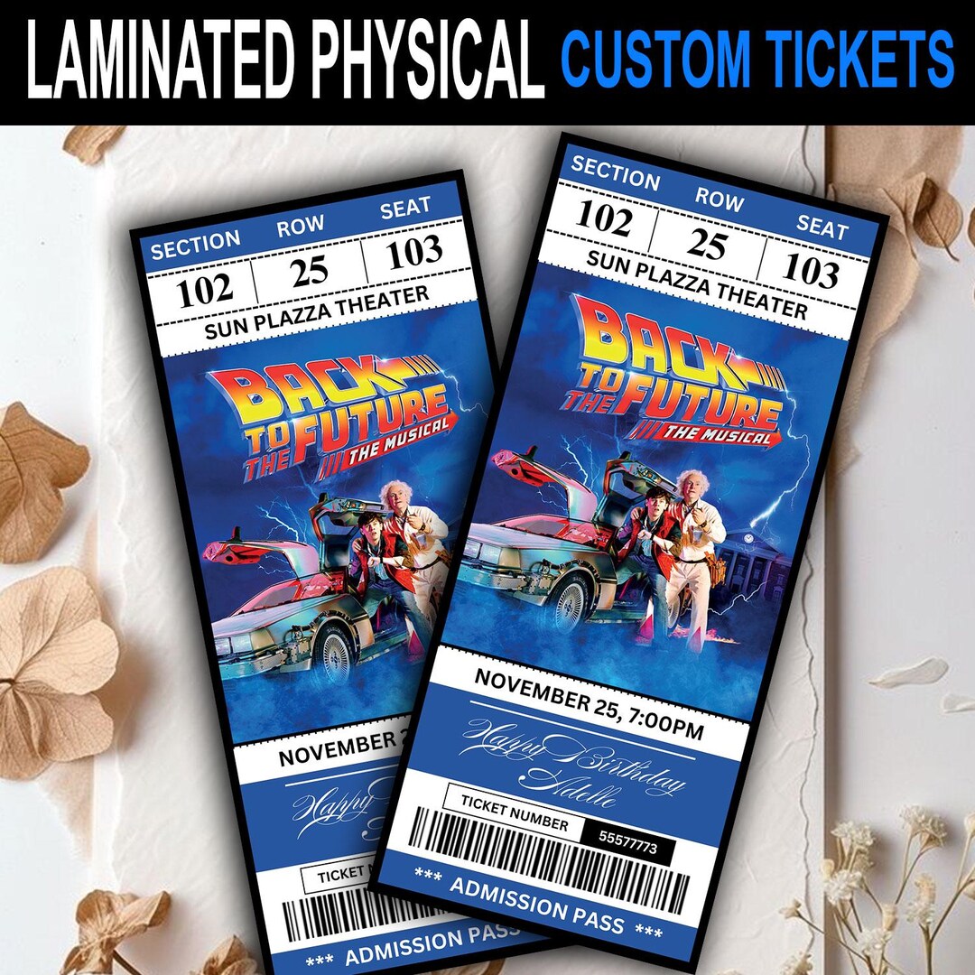 Custom Laminated "back to the Future" Ticket | Personalized Event ...