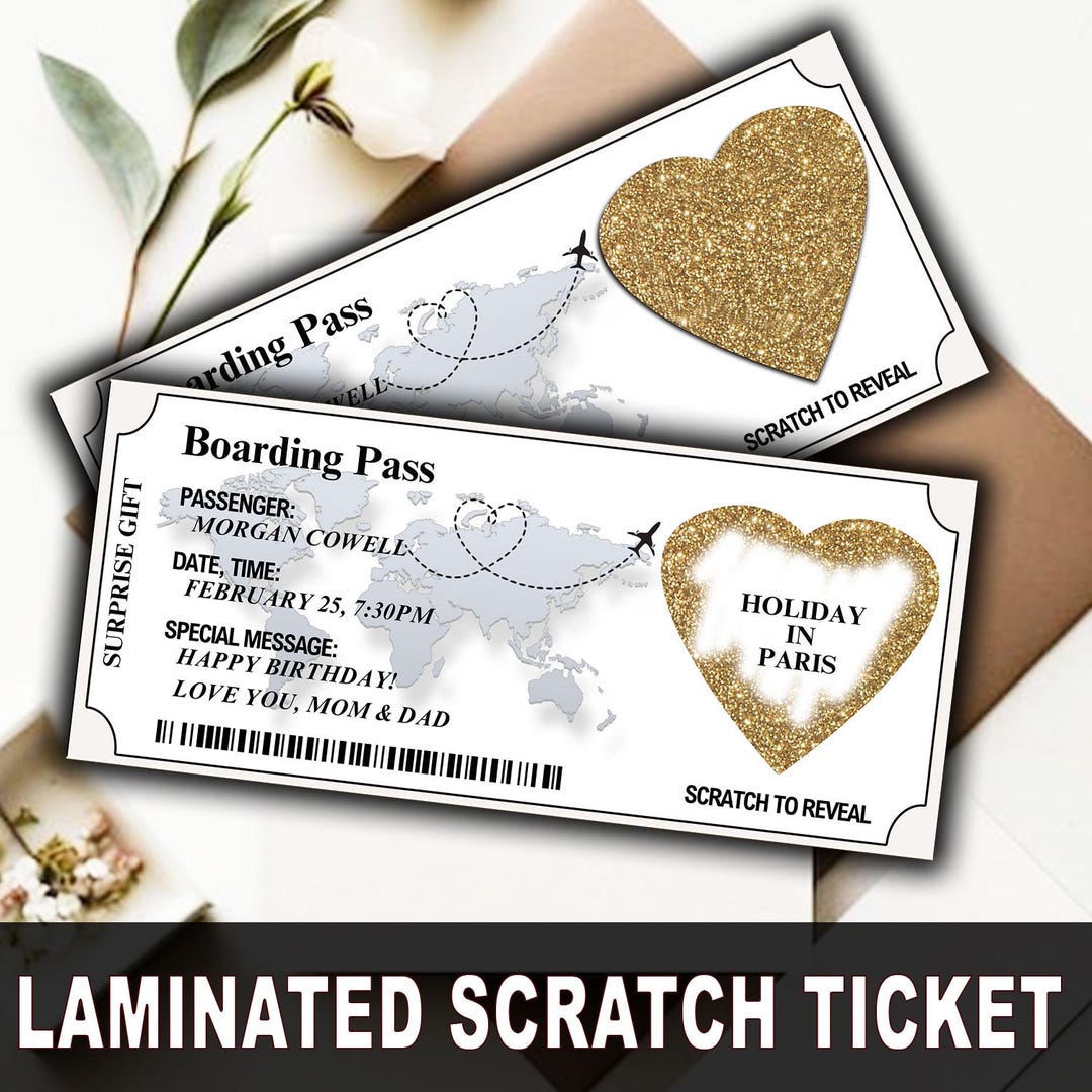Scratch Reveal Surprise Boarding Card, Personalized Scratch Reveal ...