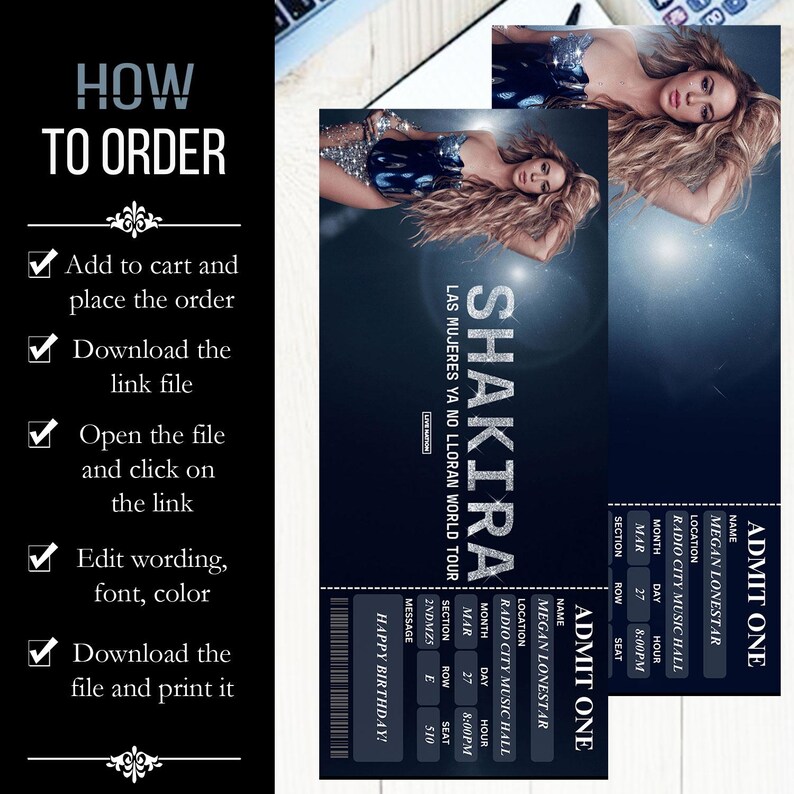 Printable Shakira Tour 2025 Ticket , Printable Keepsake, Printable ...