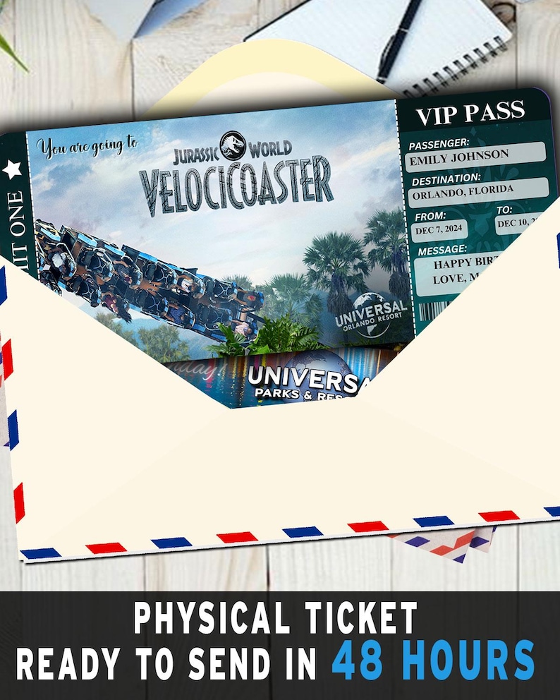 Jurassic World Velocicoaster Trip Ticket • Custom Laminated Universal ...