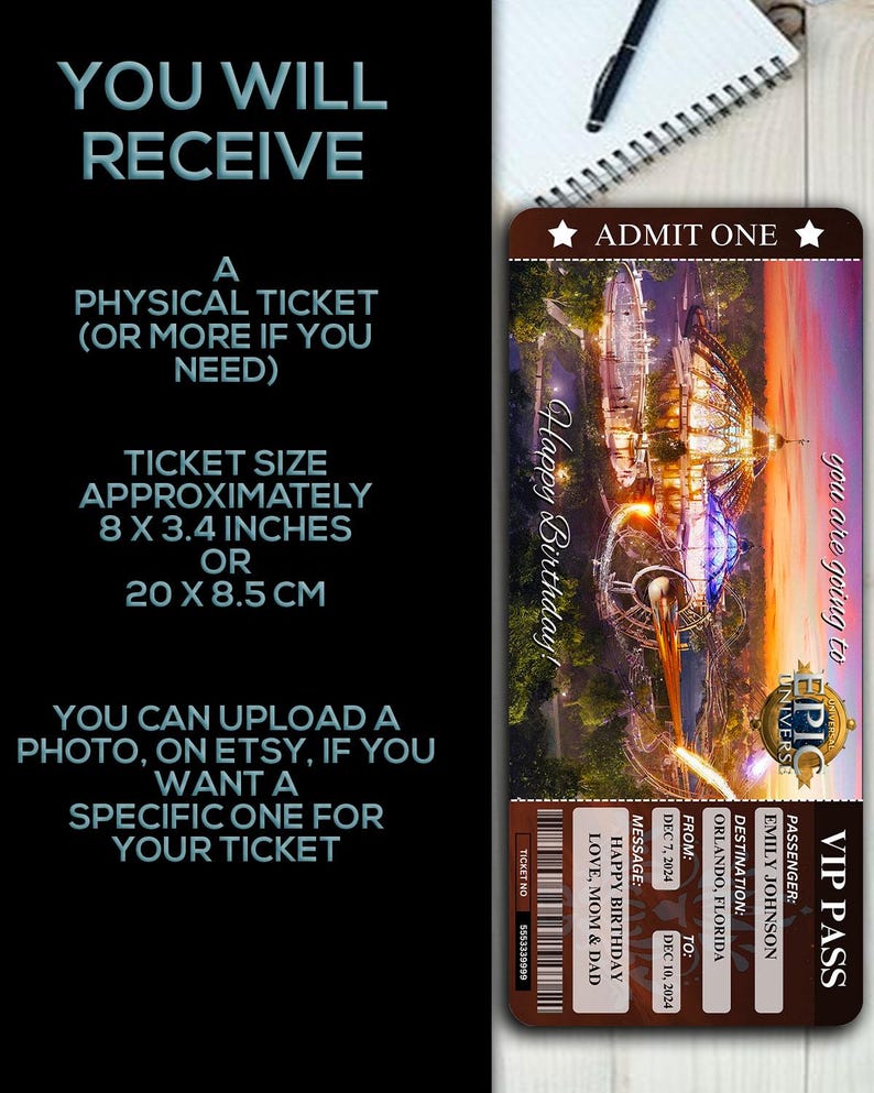 Epic Universe Trip Ticket • Custom Laminated Universal Orlando Vacation ...