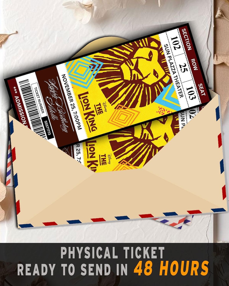 Custom Lion King Theater Ticket • Laminated Admission Pass • Disney ...