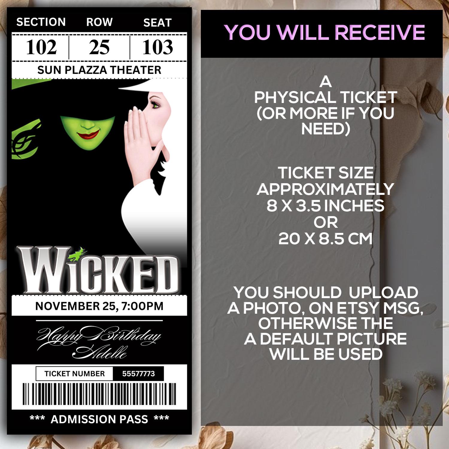 Custom Wicked Musical Theatre Ticket: Broadway Souvenir Keepsake - Etsy