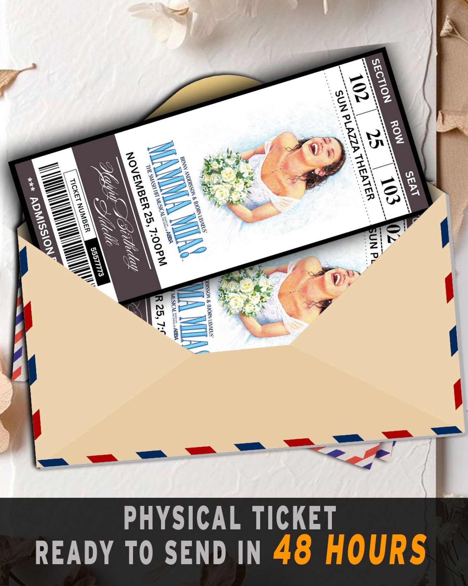 Custom Laminated Mamma Mia Broadway Ticket: Personalized Keepsake - Etsy