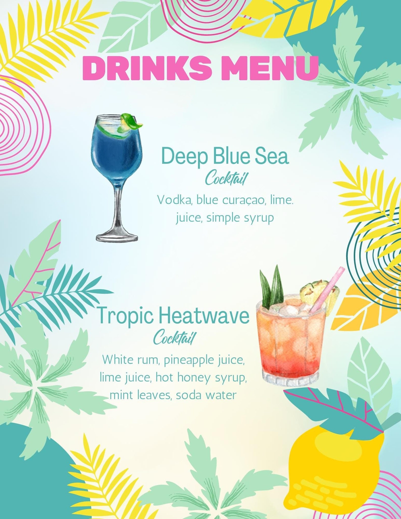 Bar Menu - Etsy