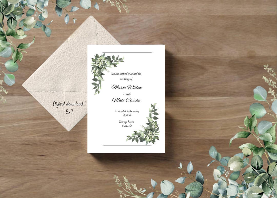 Editable Wedding Invitation – Digital Download – Customizable DIY ...