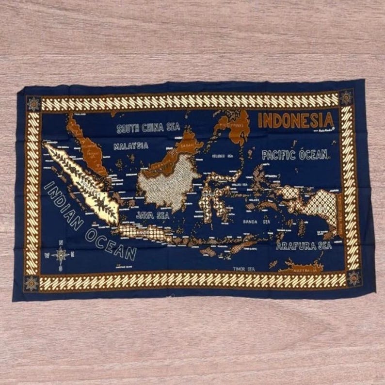 Indonesian Map in Batik Cloth - Etsy