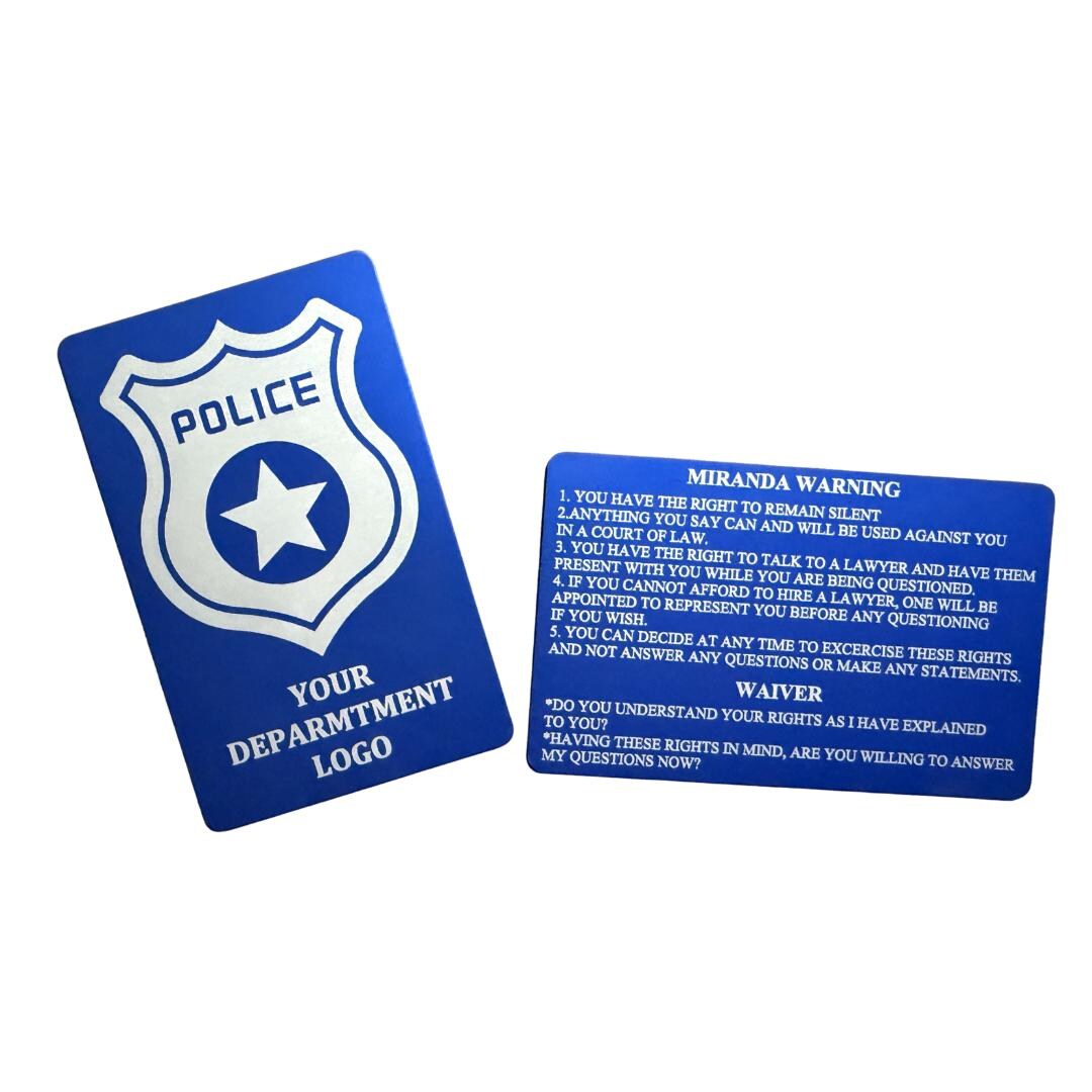 Miranda Rights Wallet Card | Double-sided Police Officer Reference Card ...