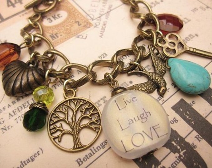 Live, Laugh and Laugh Charm Bracelet - Etsy