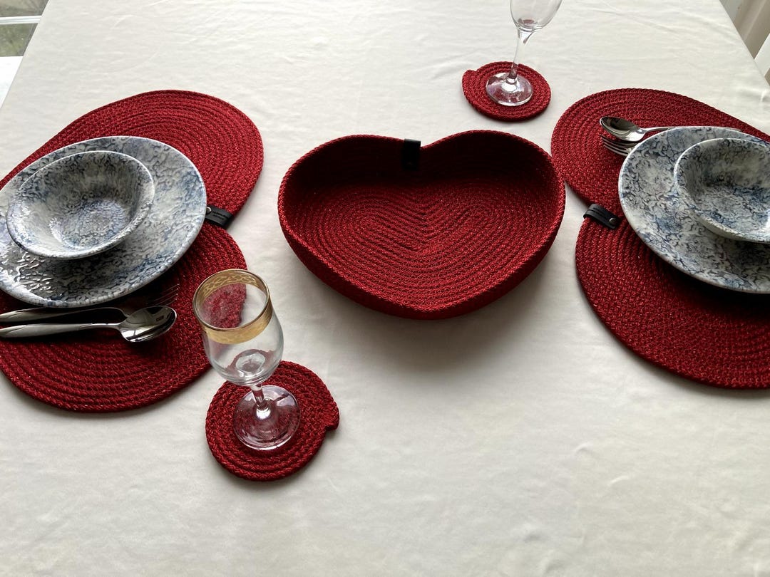 Valentines Day Special Placemat With Hearts, Valentines Day Gift,heart ...