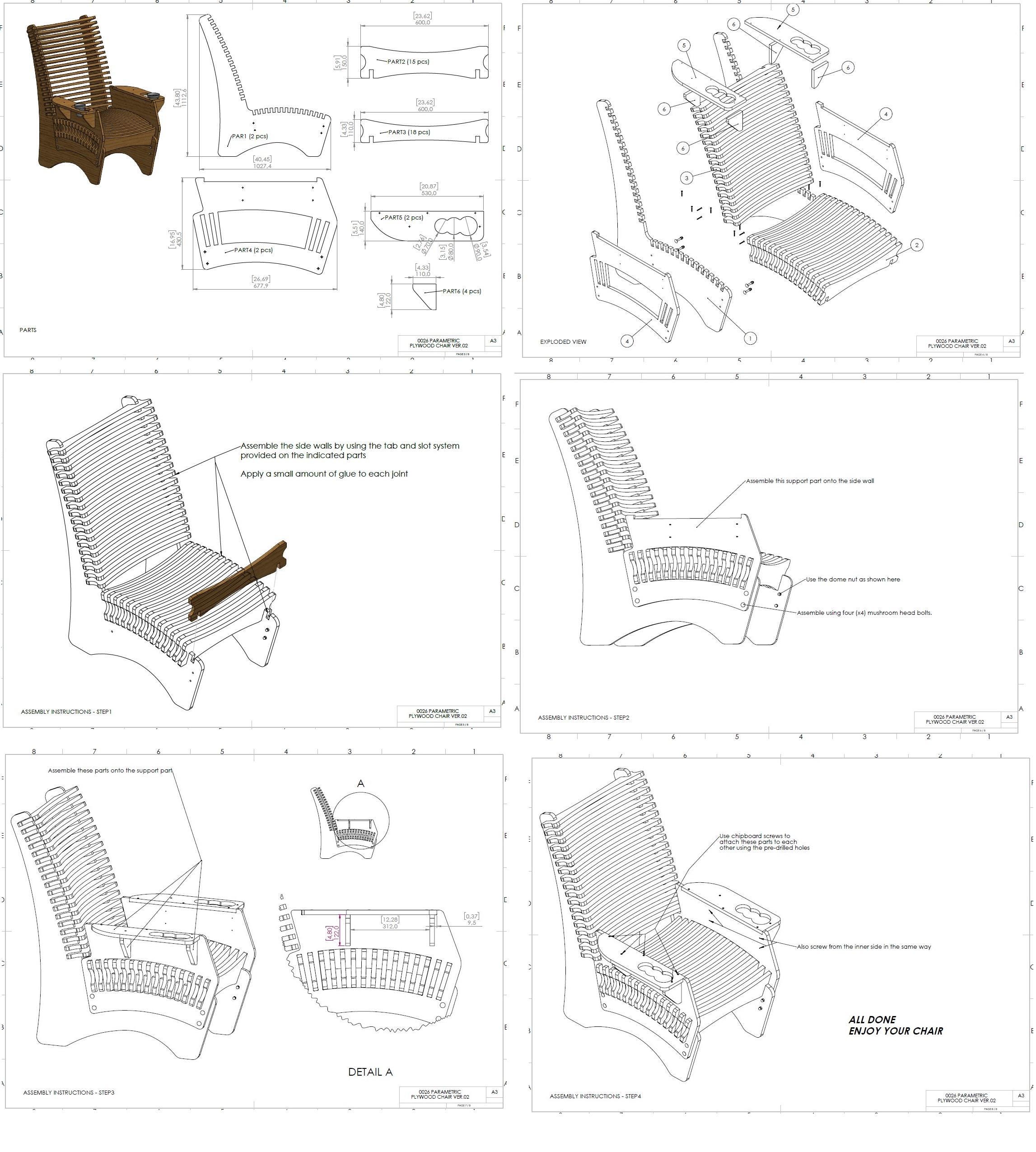 Parametric Lounge Chair DXF Files , DIY Chair, Plywood Chair I CNC Cut ...