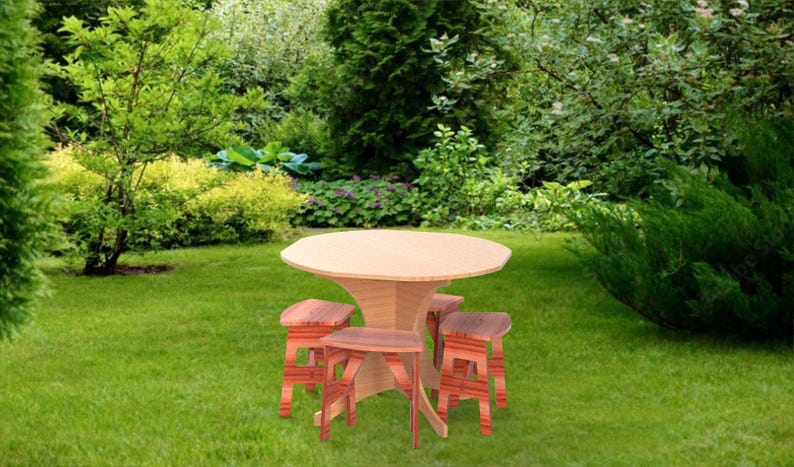 DIY Picnic Table Set Plans: Modern Rustic 18mm Plywood (CNC Router Cut ...