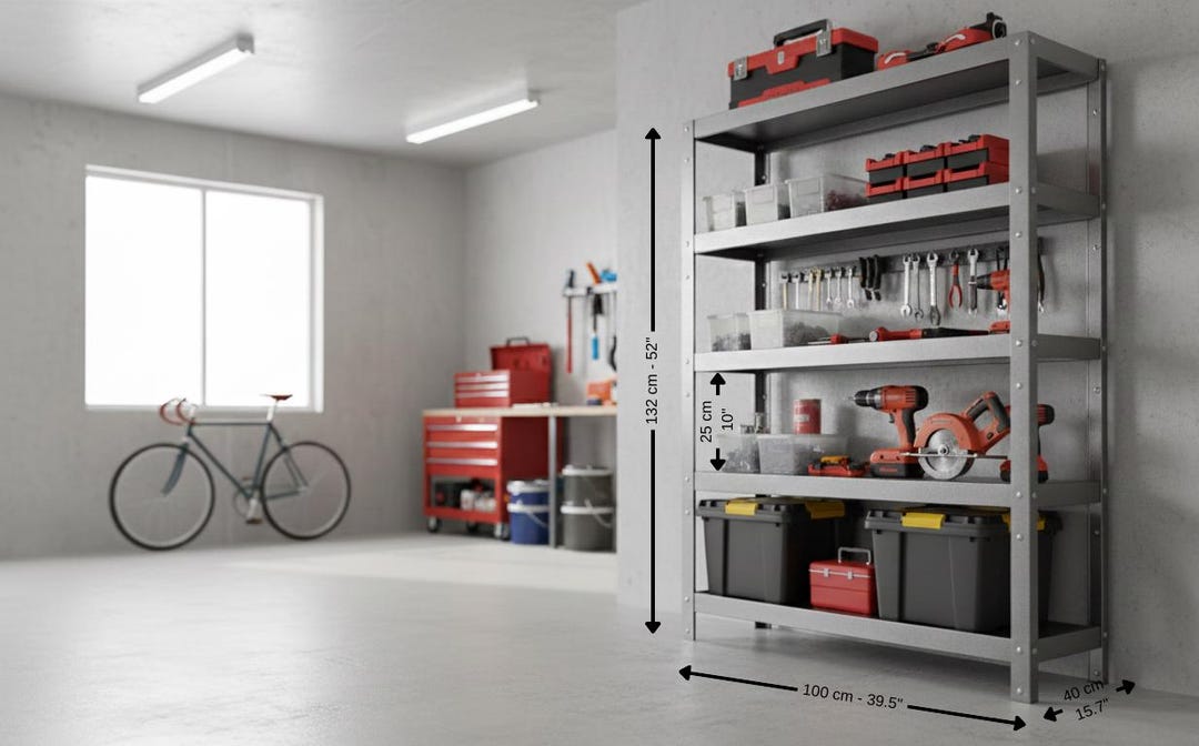 Sheet Metal Shelving Unit, Garage & Workshop Storage Rack (digital ...