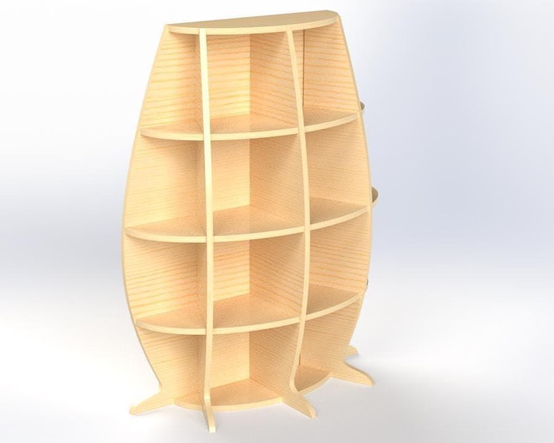 Modern Curved Plywood Bookcase: DIY Shelving Unit (CNC Router DXF Files ...