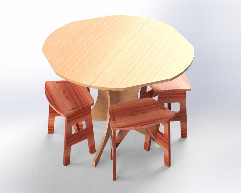 DIY Picnic Table Set Plans: Modern Rustic 18mm Plywood (CNC Router Cut ...