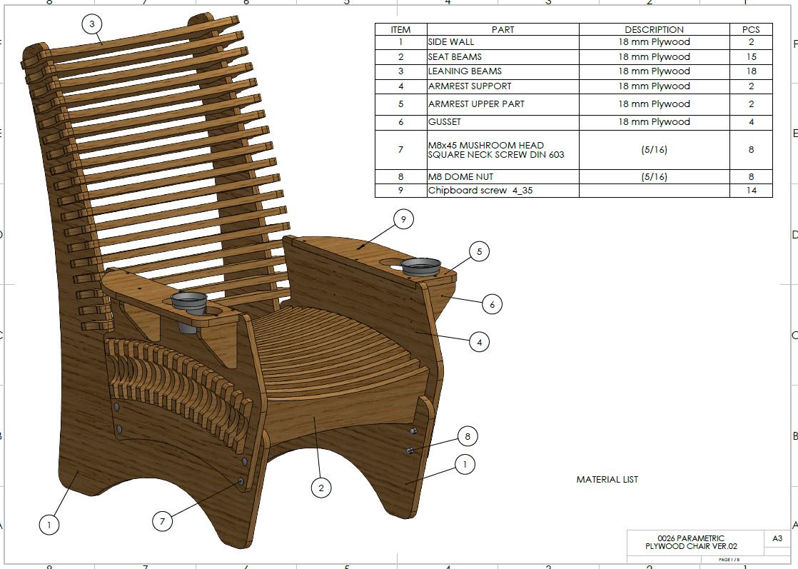 Parametric Lounge Chair DXF Files , DIY Chair, Plywood Chair I CNC Cut ...