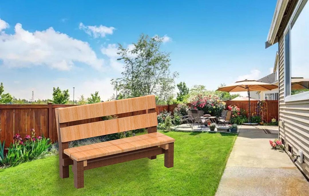 Patio Bench With Back Rest - Custom Wooden Bench Seat – Natural Wood ...