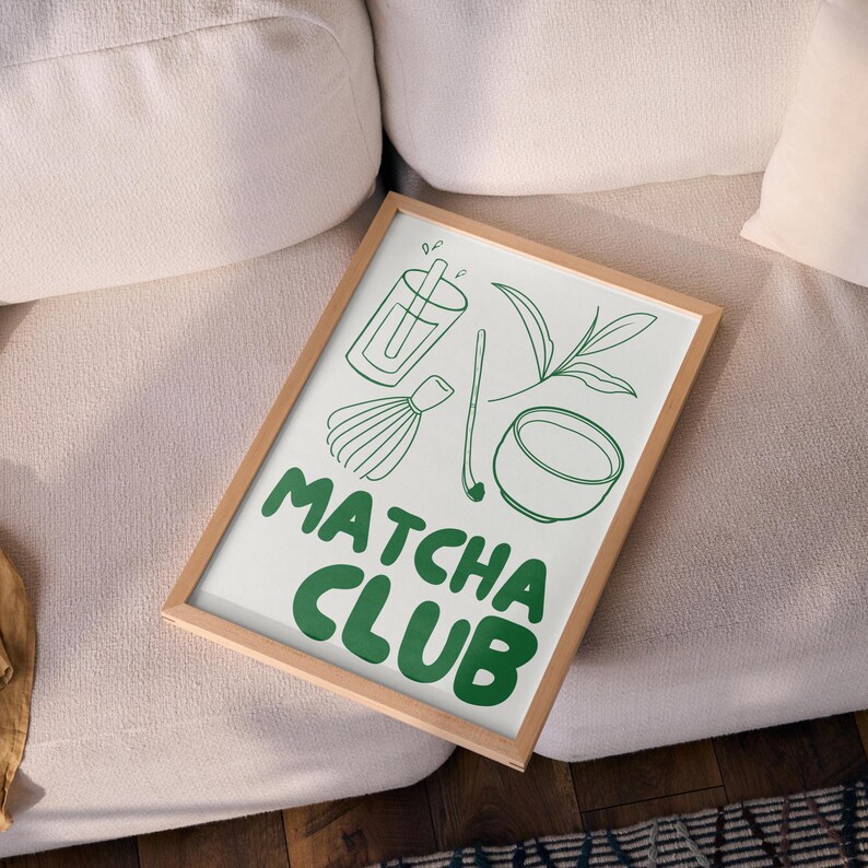 Matcha Poster, Matcha Latte Print, Modern Kitchen Wall Art, Matcha ...