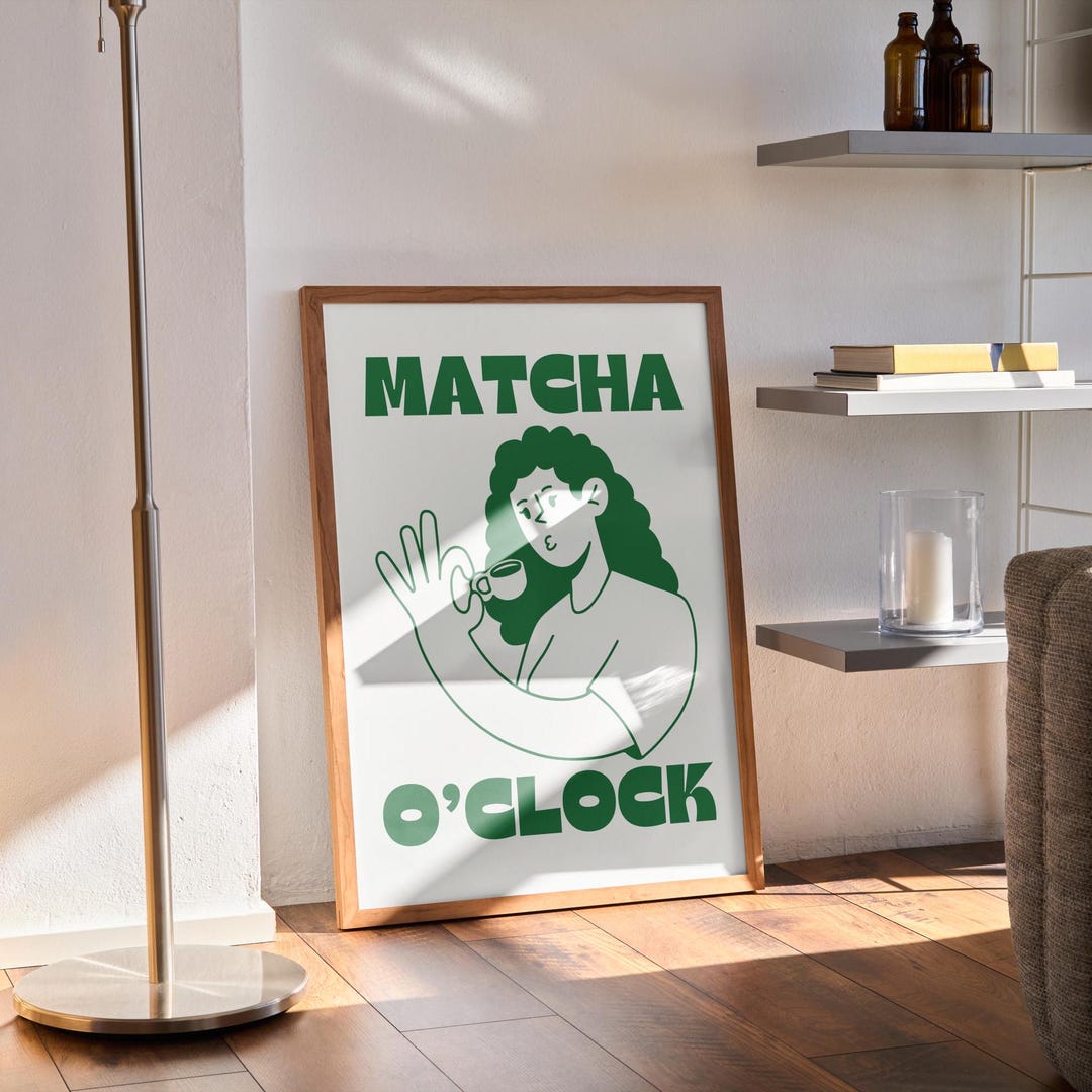 Matcha O'clock Poster, Modern Kitchen Art (digital Download) - Etsy