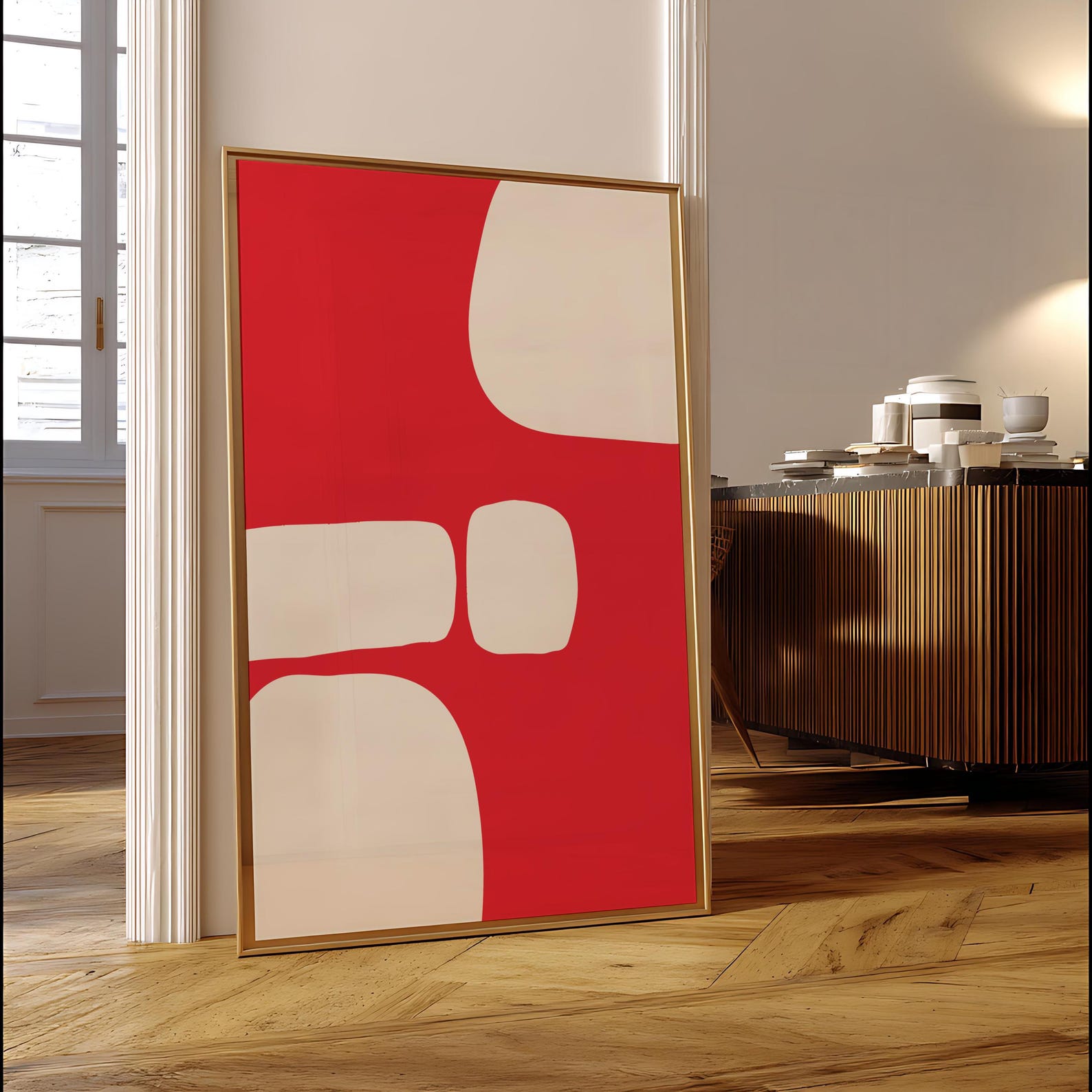 Red Abstract Minimalist Art Print, Modern Gallery Wall Decor (digital ...