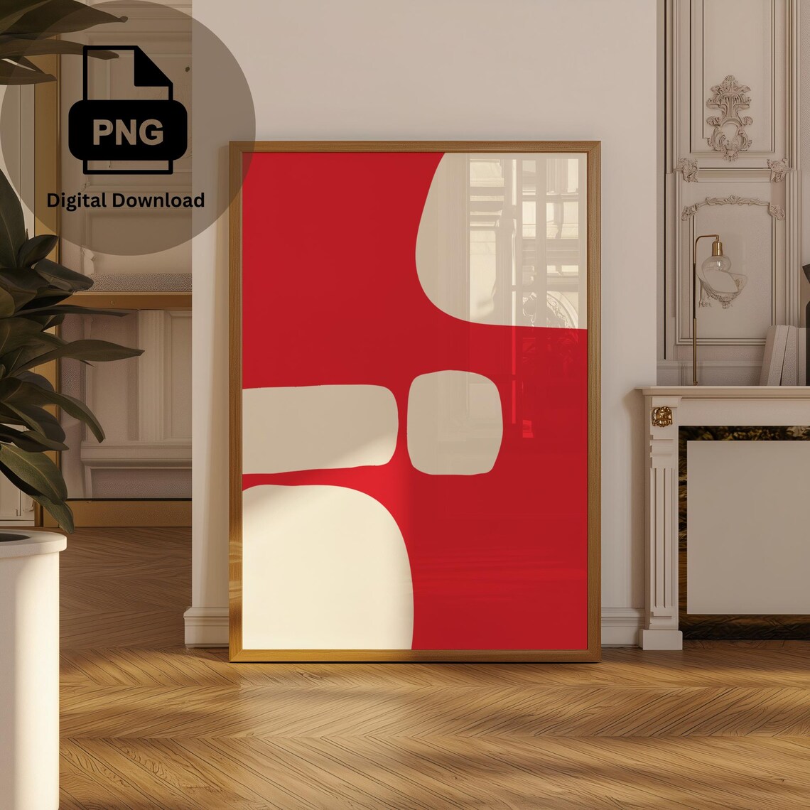 Red Abstract Minimalist Art Print, Modern Gallery Wall Decor (digital ...