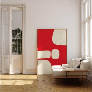 Red Abstract Minimalist Art Print, Modern Gallery Wall Decor (digital ...