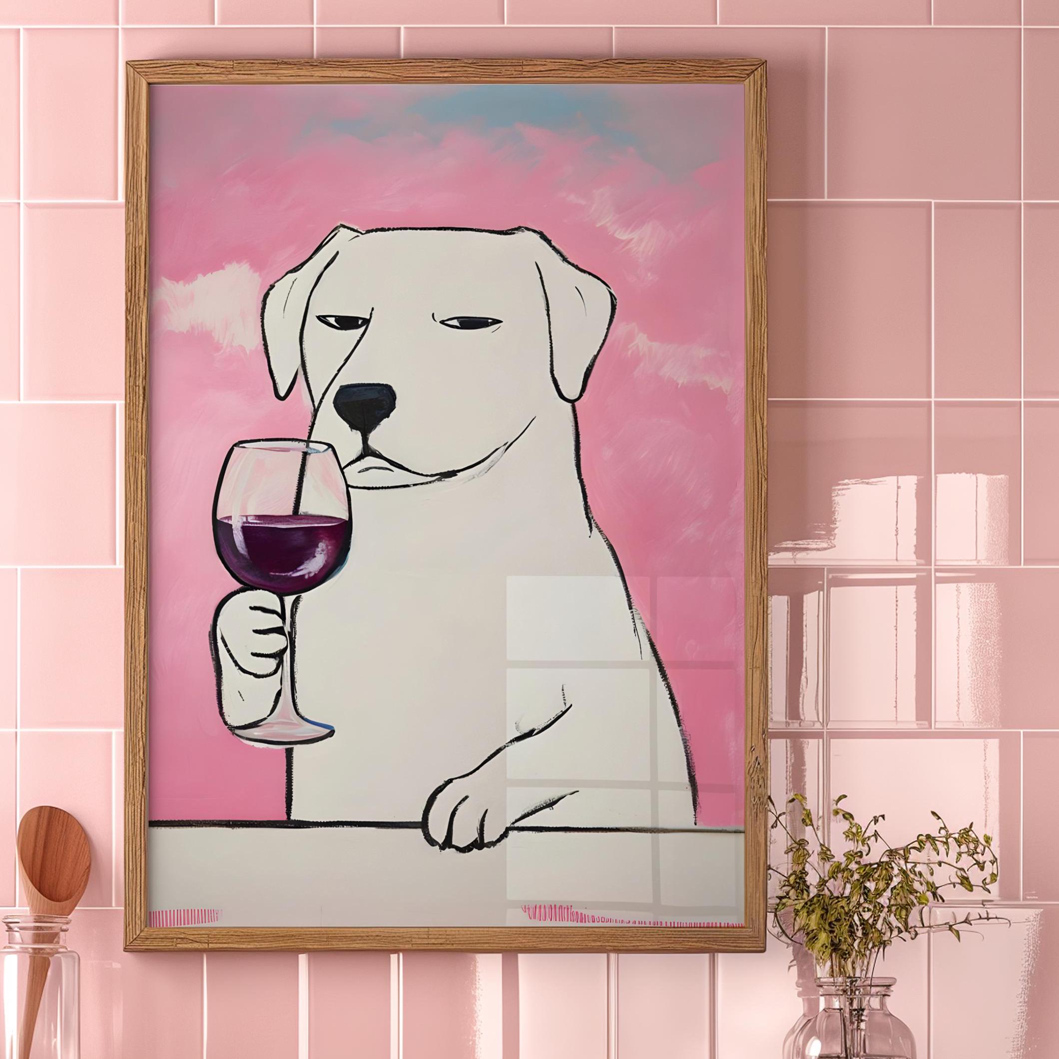 Funny Dog Wine Art Print: Quirky Pet Lover Gift (digital Download) - Etsy