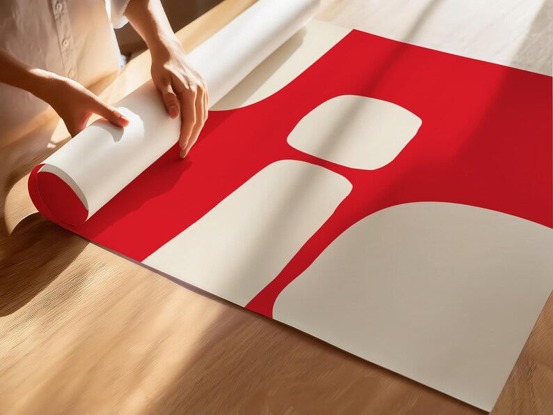 Red Abstract Minimalist Art Print, Modern Gallery Wall Decor (digital ...