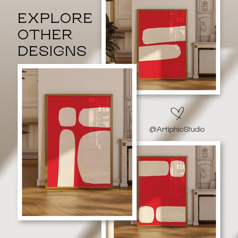 Red Abstract Minimalist Art Print, Modern Gallery Wall Decor (digital ...