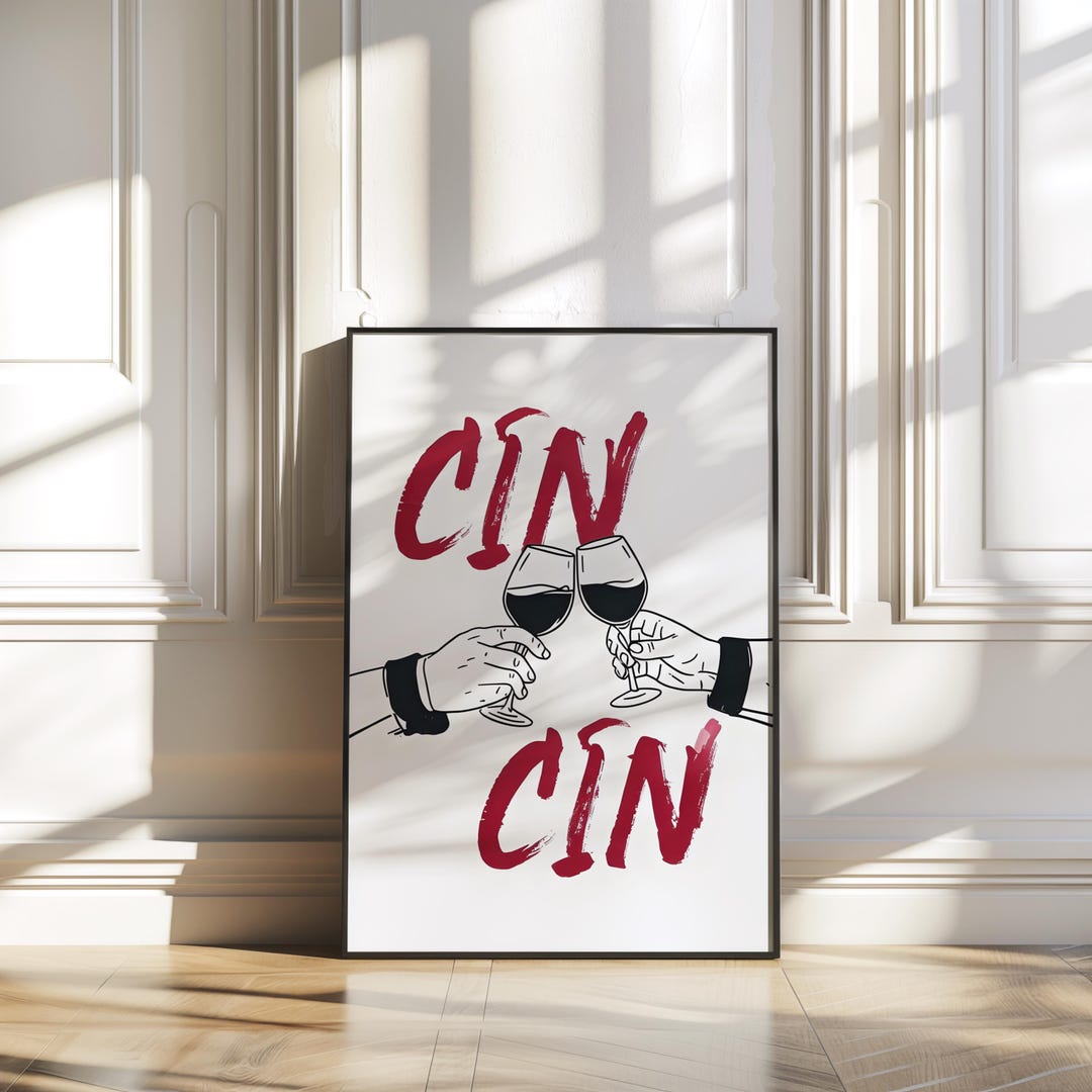 CIN CIN Wine Print Artwork Cheer Decor Wine Lover Gift Salute Sign Wall ...
