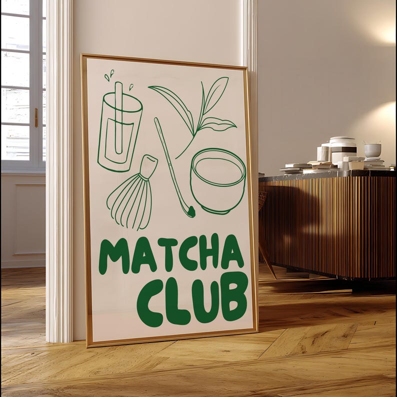 Matcha Poster, Matcha Latte Print, Modern Kitchen Wall Art, Matcha ...