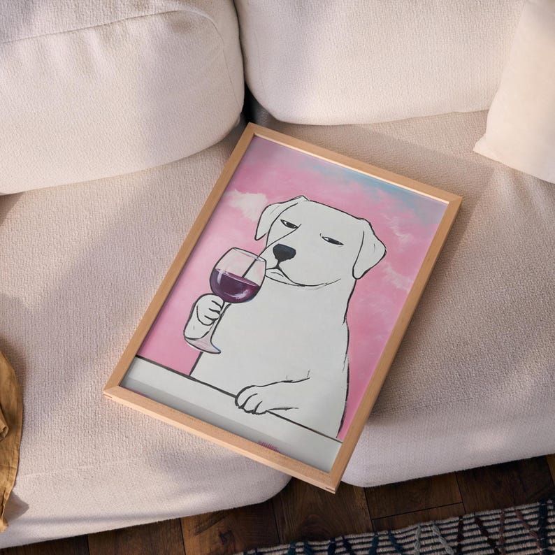 Funny Dog Wine Art Print: Quirky Pet Lover Gift (digital Download) - Etsy