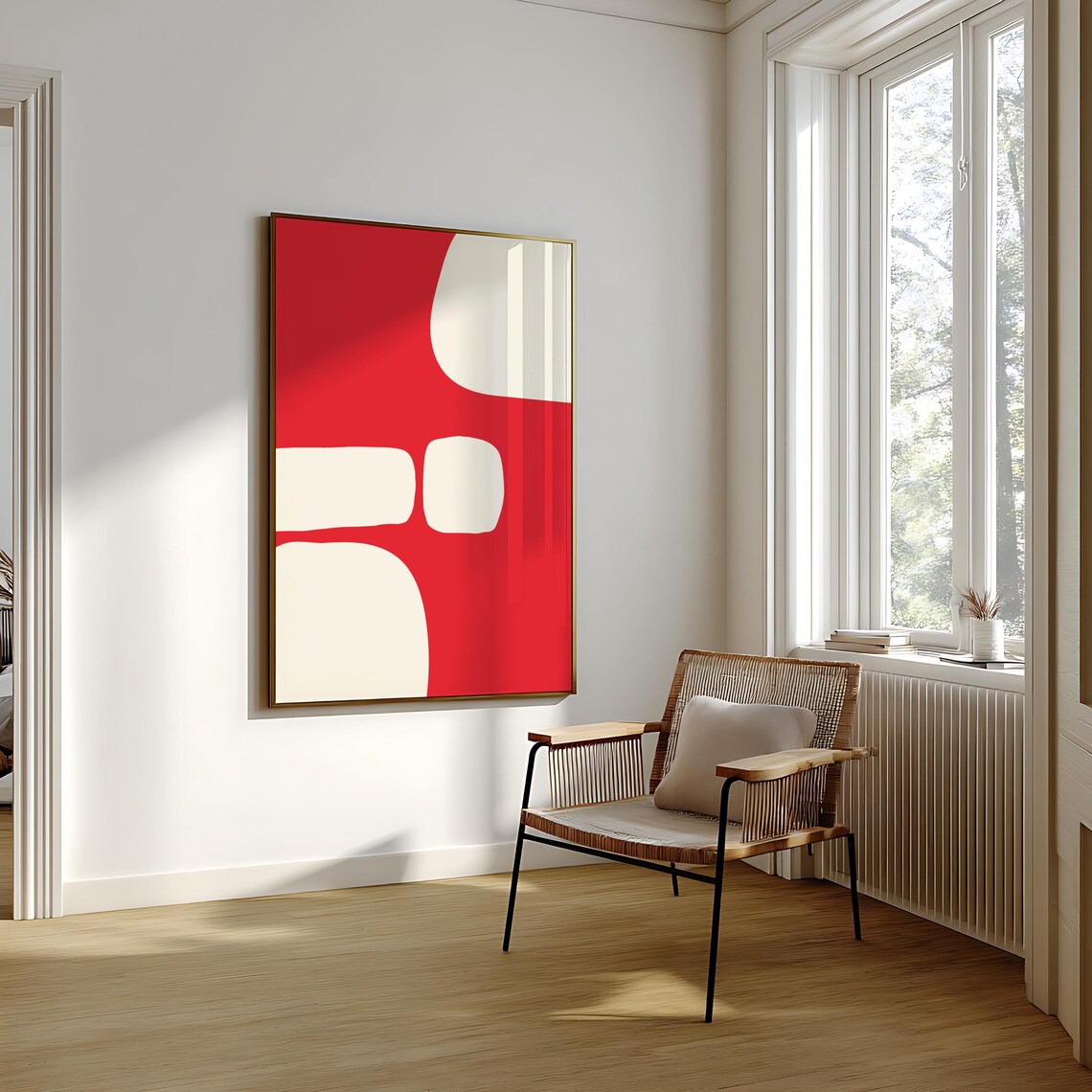 Red Abstract Minimalist Art Print, Modern Gallery Wall Decor (digital ...