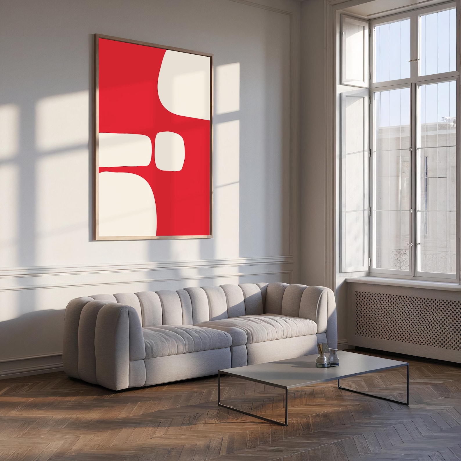 Red Abstract Minimalist Art Print, Modern Gallery Wall Decor (digital ...
