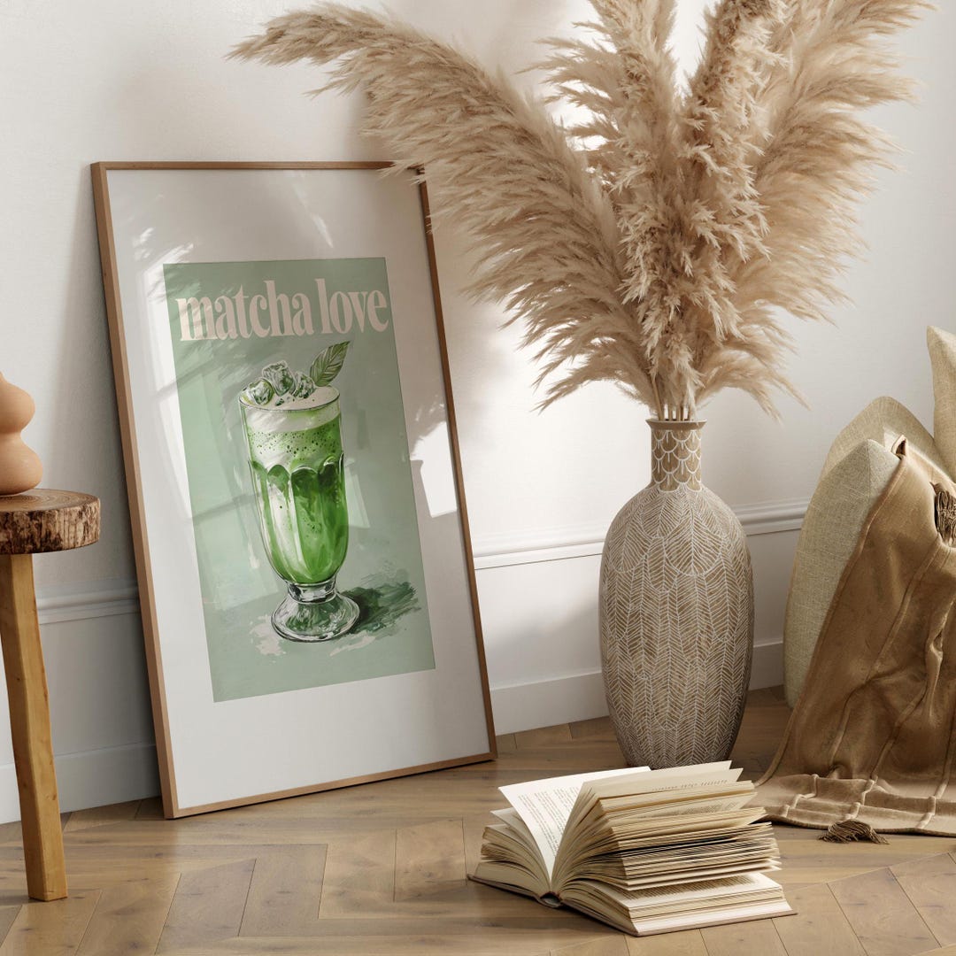 Original Matcha Latte Poster Japanese Tea Coffee Print Vintage Retro ...