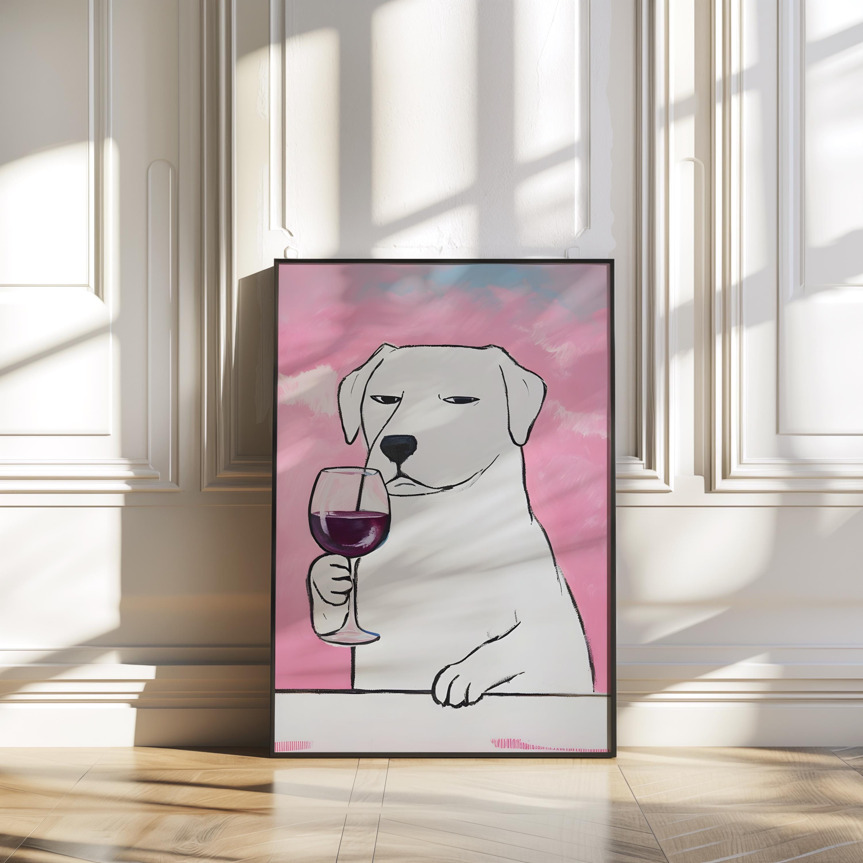 Funny Dog Wine Art Print: Quirky Pet Lover Gift (digital Download) - Etsy