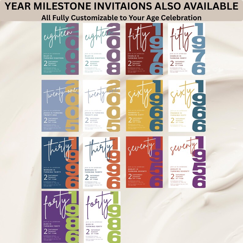 50th Birthday Invitation Adult Party Born in 1966 Retro Typography ...