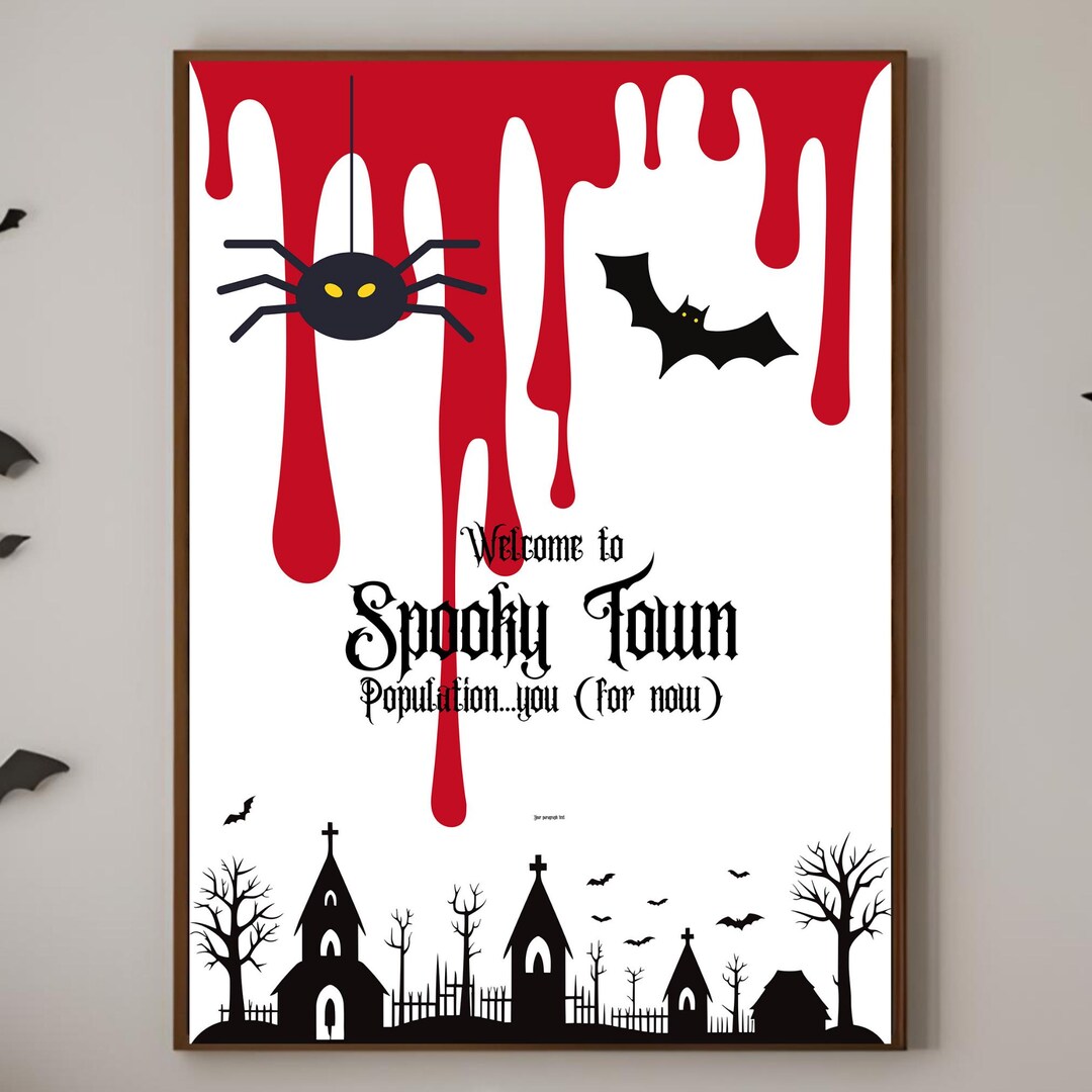 Spooky Halloween Welcome Sign | Printable Gothic Wall Art | Haunted ...