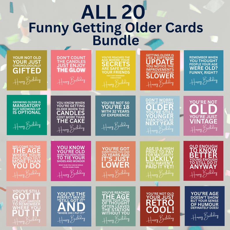 Funny Getting Older Birthday Card, Humorous Sayings, Folded Milestone ...